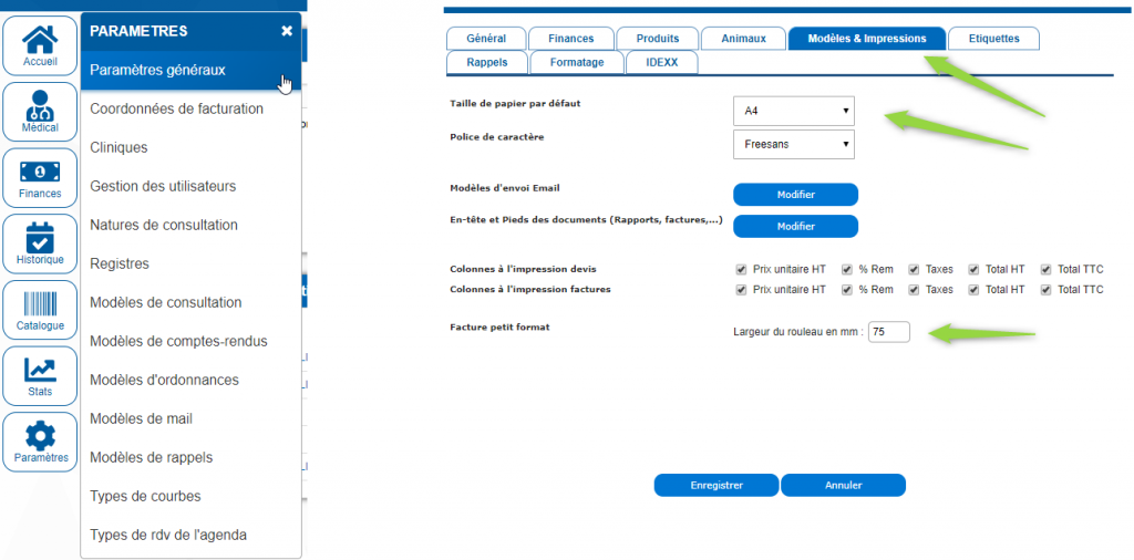 Paramètres d'impression - Vetup Help
