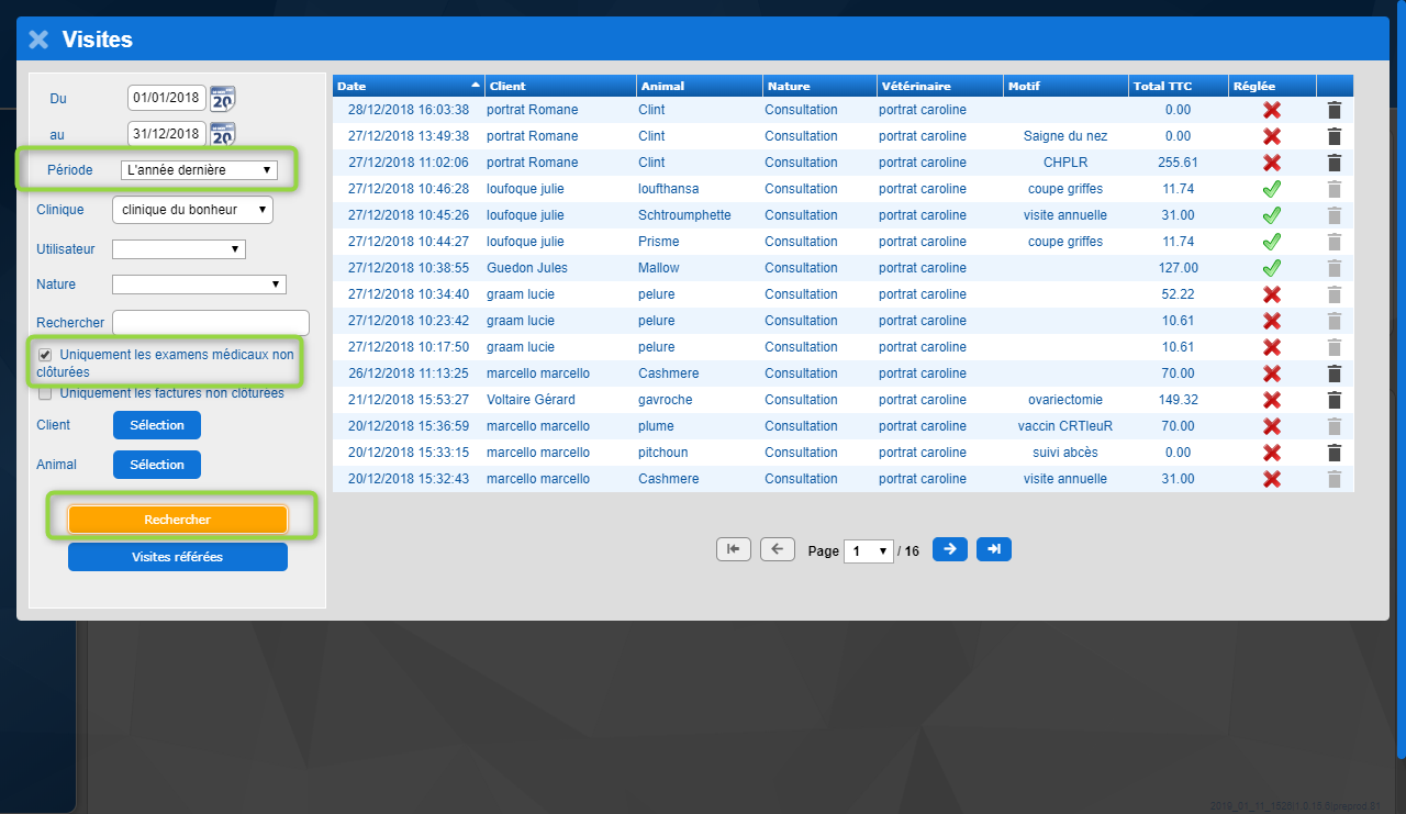 Trouver mes examens médicaux non clôturés - Vetup Help