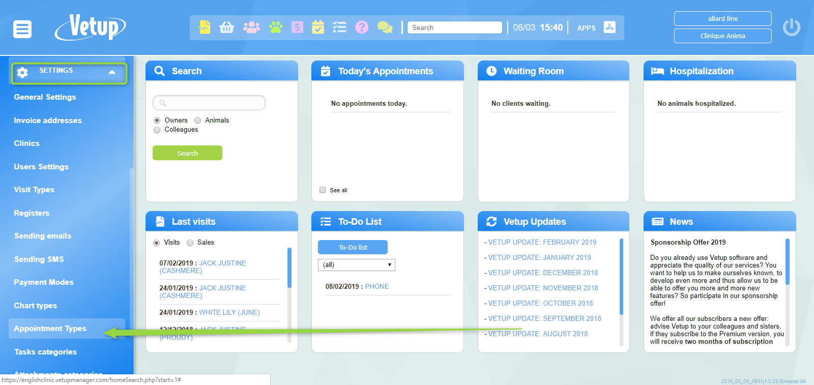 Colour coding for appointments - Vetup Help