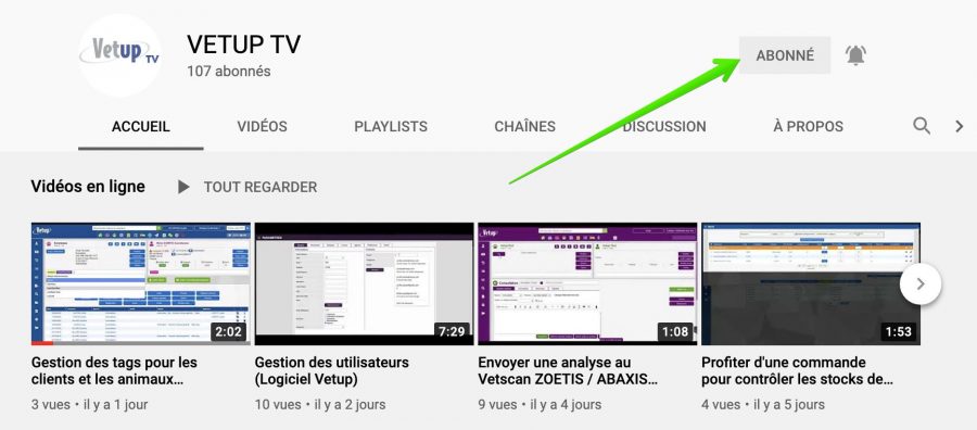 Suivez les mises à jour Vetup en direct sur Youtube - Vetup Help