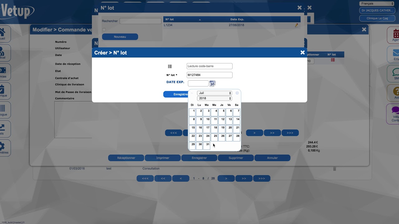 Gérer le numéro des lots en passant une commande - Vetup Help