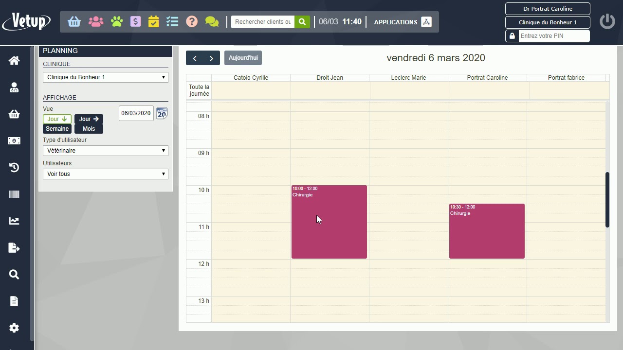 Utiliser le planning Vetup - Vetup Help