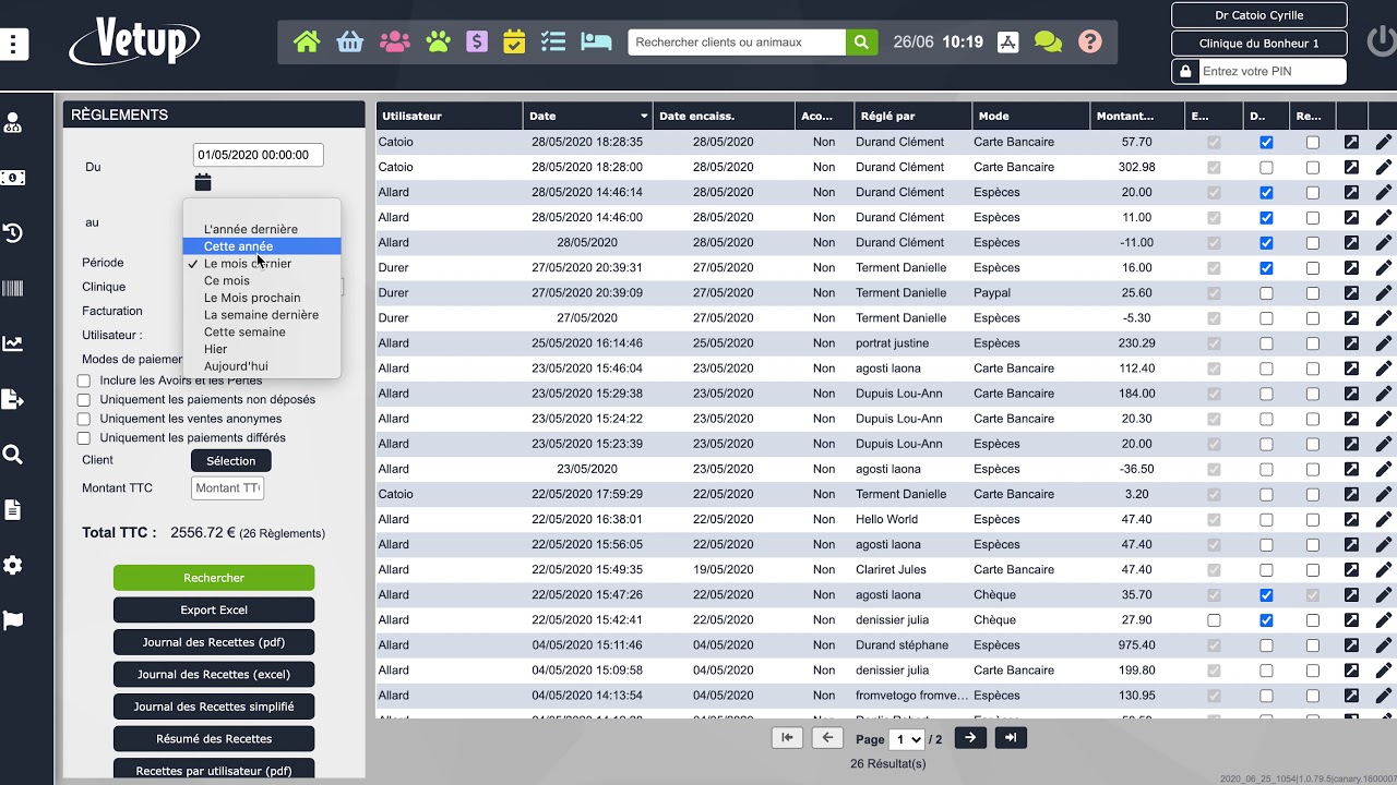 Chèque rejeté par la banque - Vetup Help