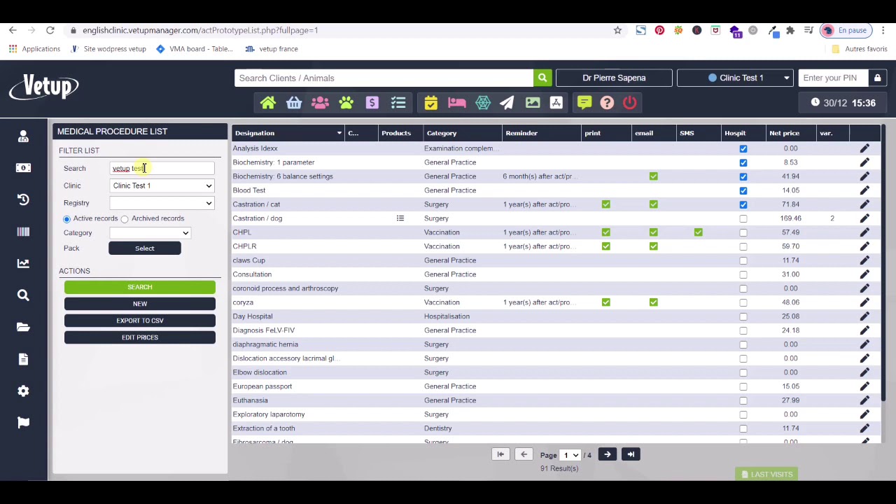 Centralized management of an act / product catalog (multiclinic mode ...