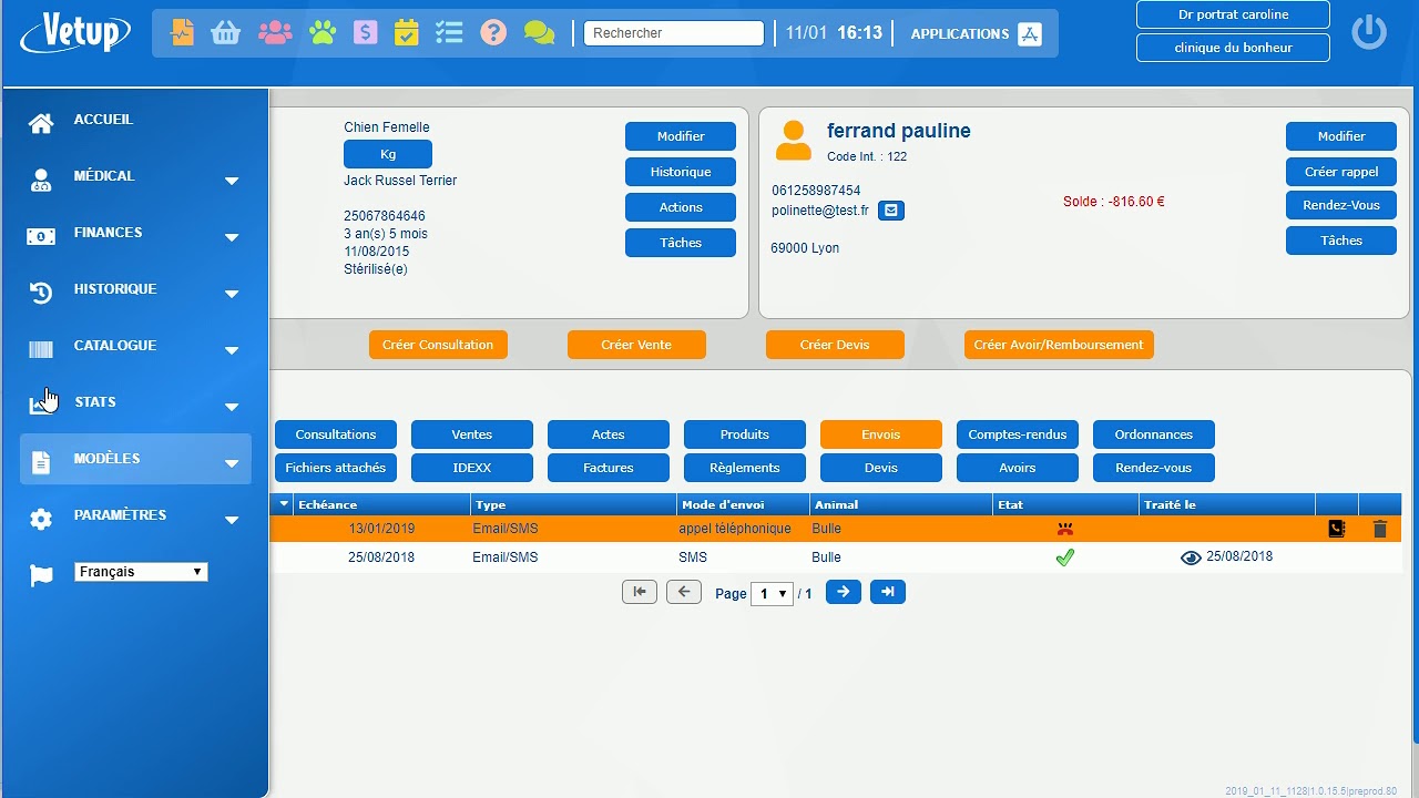 Créer et gérer un rappel téléphonique ponctuel - Vetup Help
