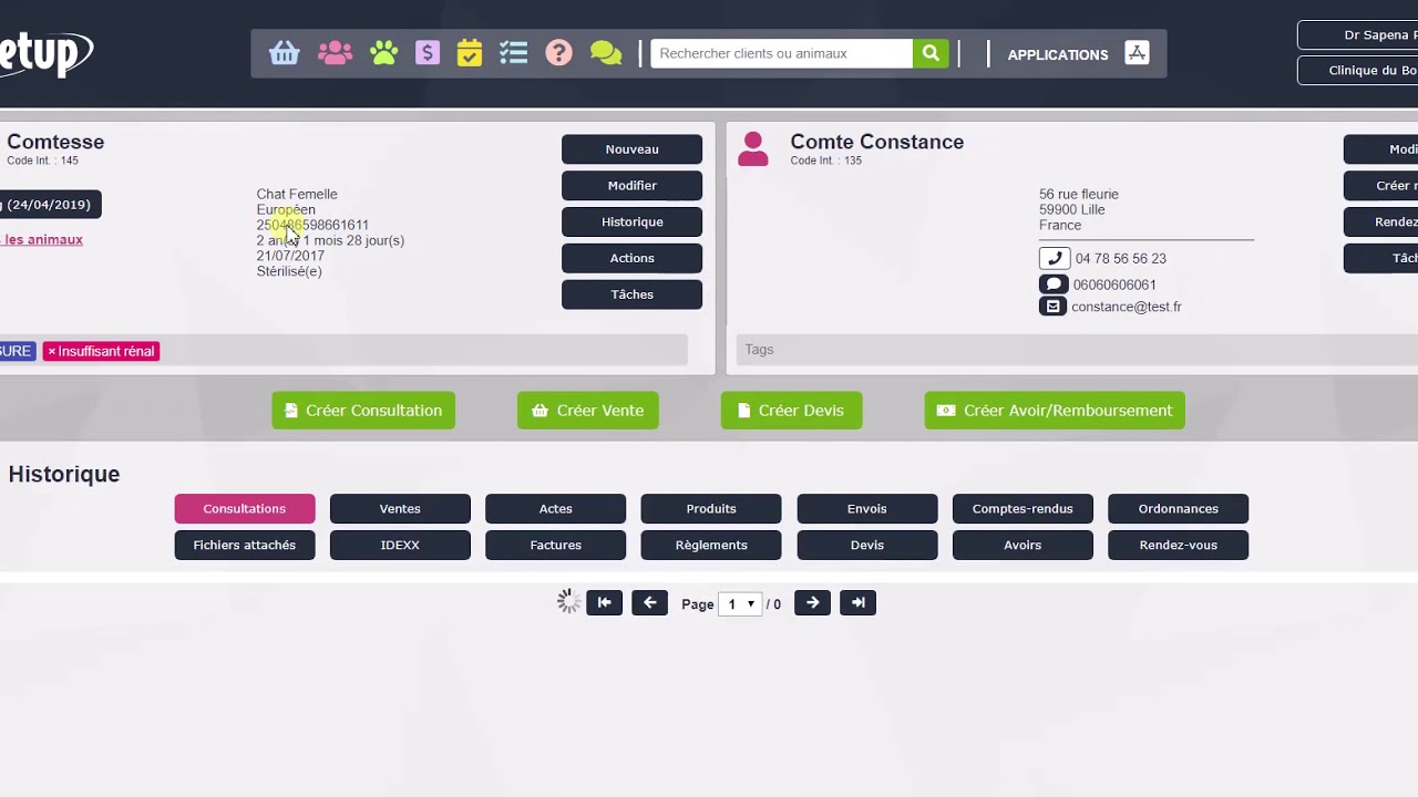 Créer une feuille d'hospitalisation - Vetup Help